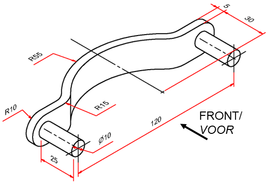 Solved Below is an isometric drawing of a drawer handle. The | Chegg.com