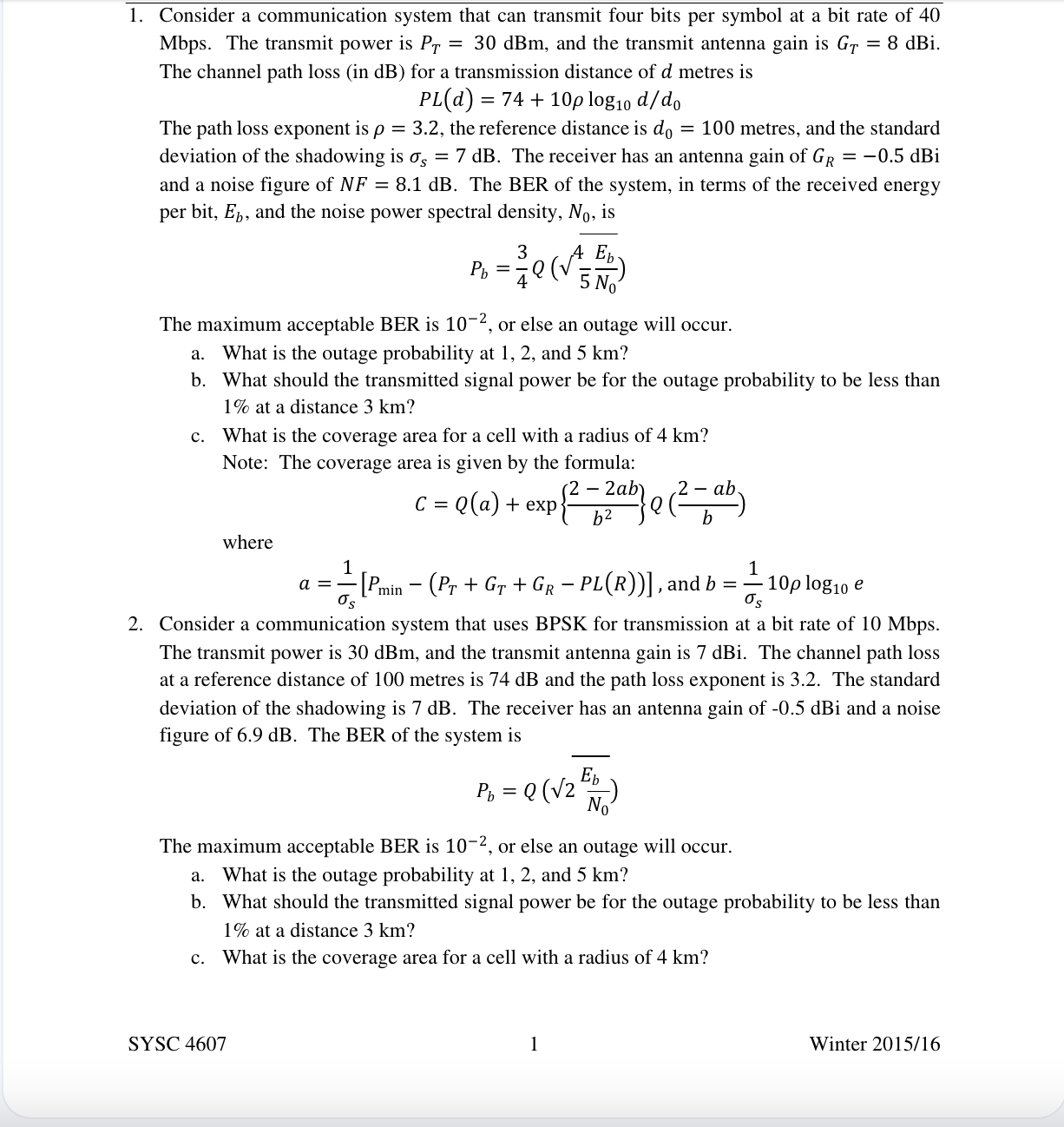 Solved 1. Consider a communication system that can transmit | Chegg.com