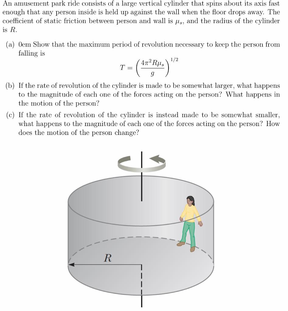 Solved An amusement park ride consists of a rotating | Chegg.com