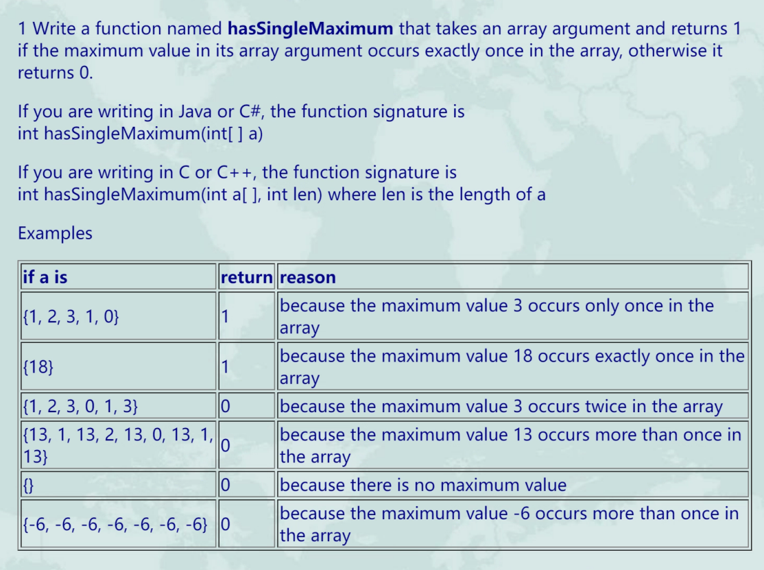 Solved 1 Write a function named hasSingleMaximum that takes | Chegg.com