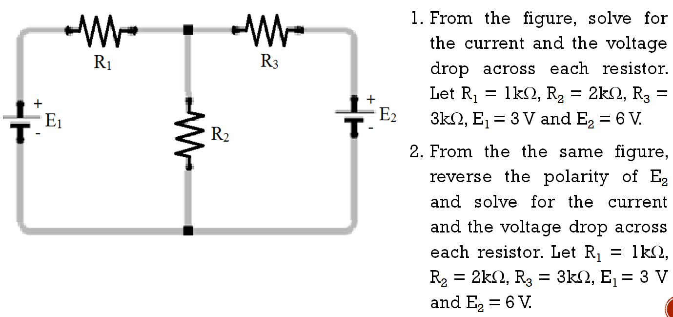 Solved M R1 R3 + + E1 E2 R2 T 1. From the figure, solve for | Chegg.com