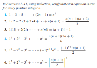 Solved In Exercises 1-11, using induction, verify that each | Chegg.com