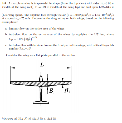 Solved P4. An airplane wing is trapezoidal in shape (from | Chegg.com