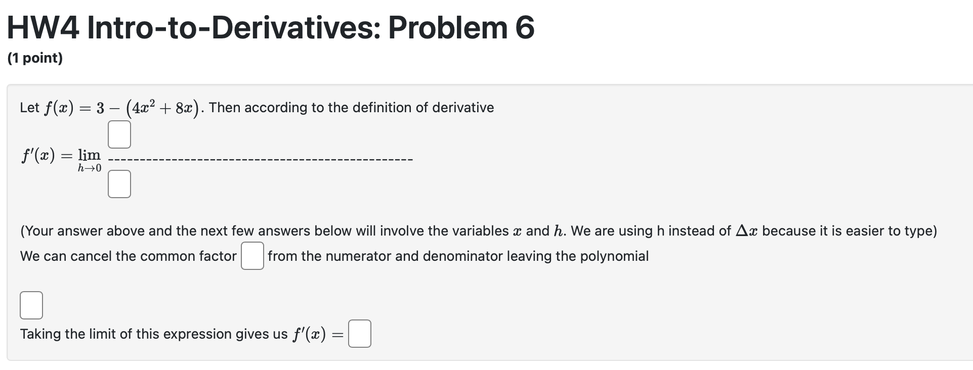 Solved HW4 ﻿Intro-to-Derivatives: Problem 6(1 ﻿point)Let | Chegg.com