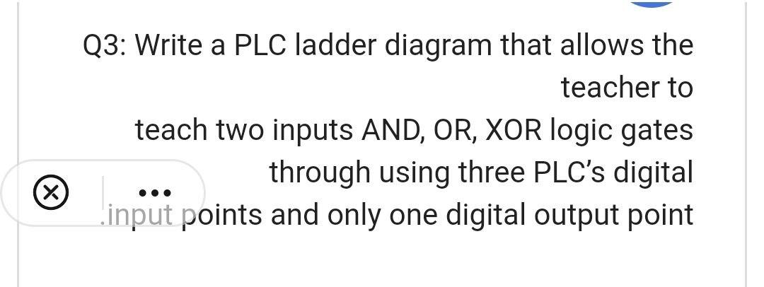 Solved Q3: Write a PLC ladder diagram that allows the | Chegg.com