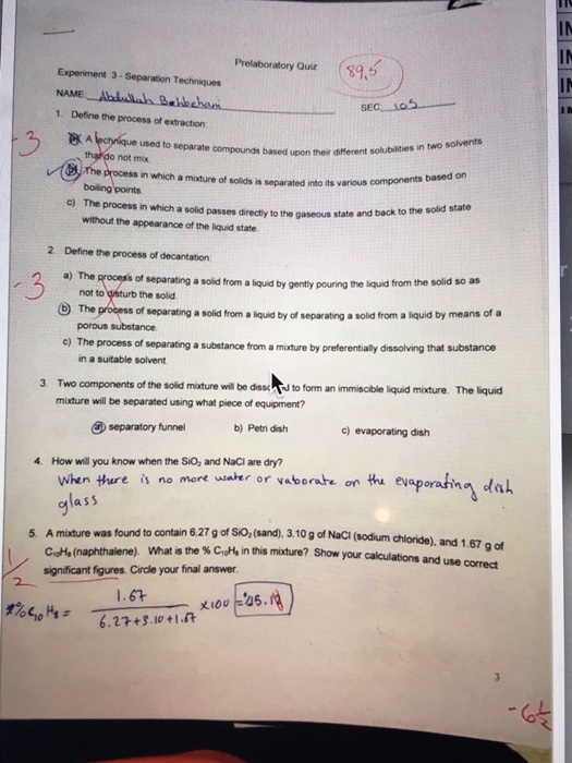 Solved Define The Process Of Extraction A Technique Used To