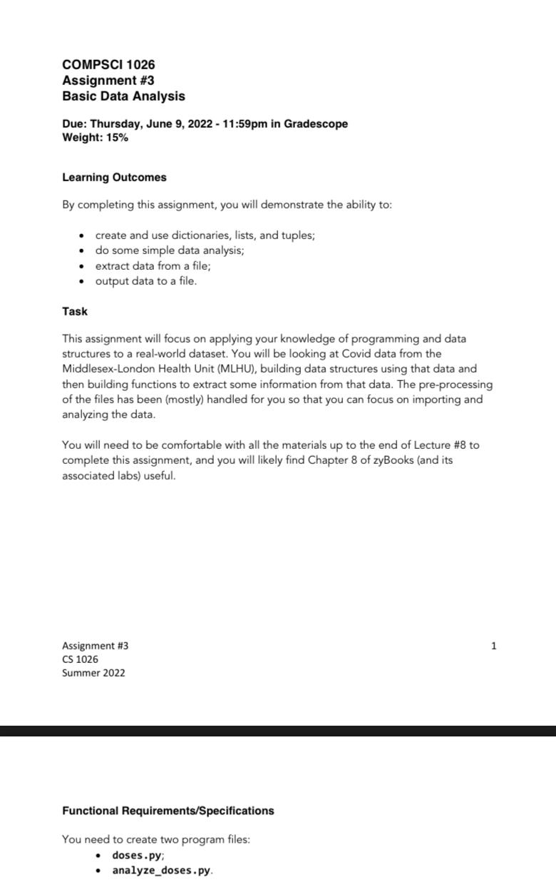 Hi, this assignment needs to be done in Python. I | Chegg.com