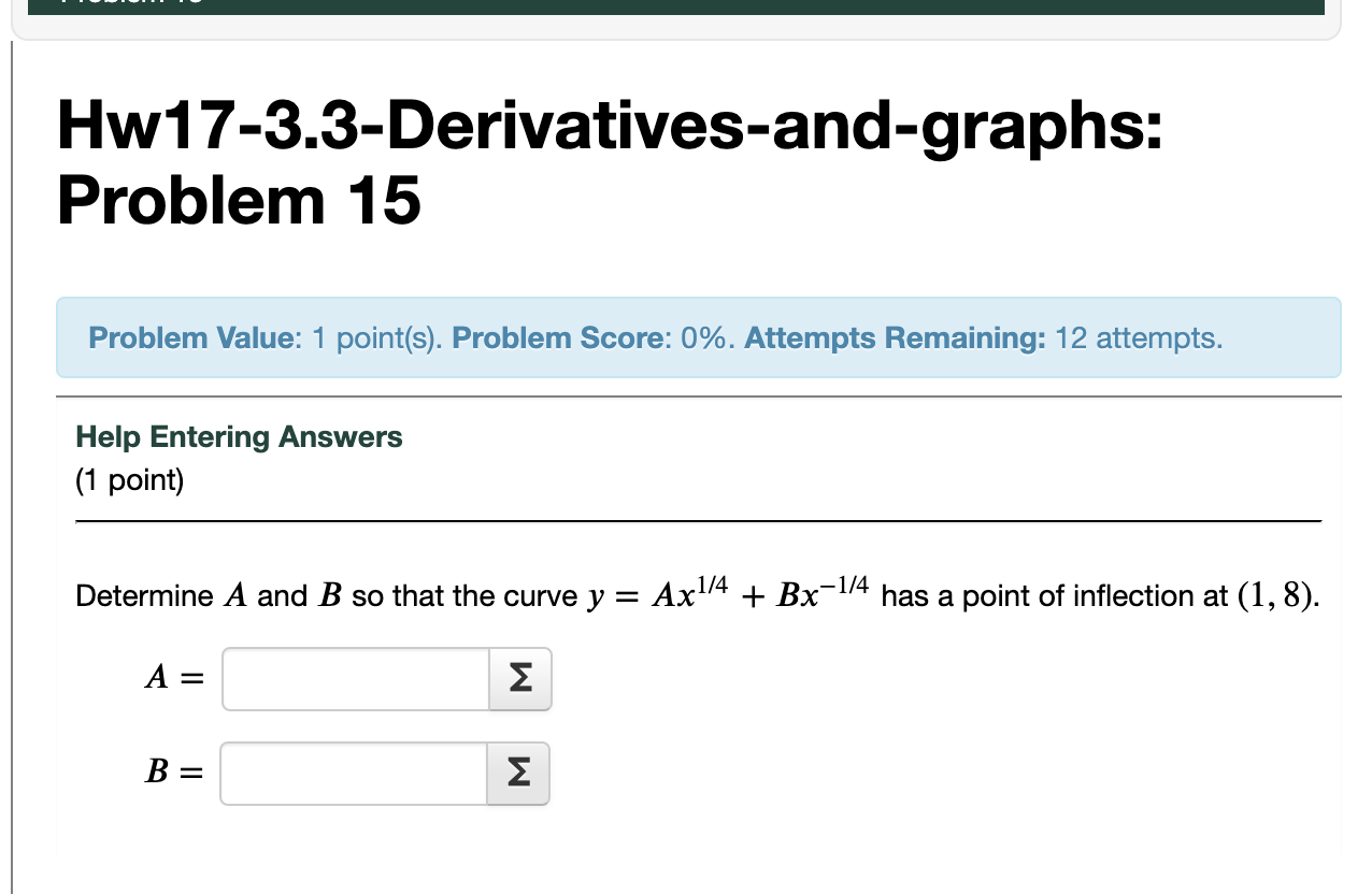 Solved Hw17-3.3-Derivatives-and-graphs: Problem Value: 1 | Chegg.com