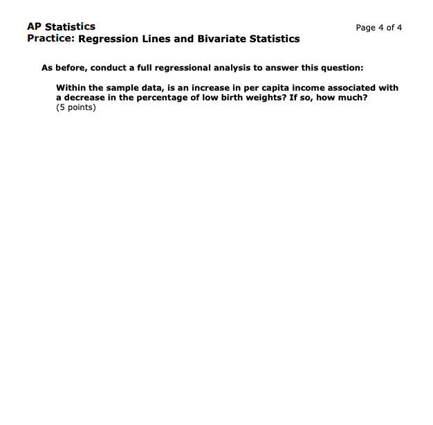 Solved AP Statistics Page 2 of 4 Practice: Regression Lines | Chegg.com