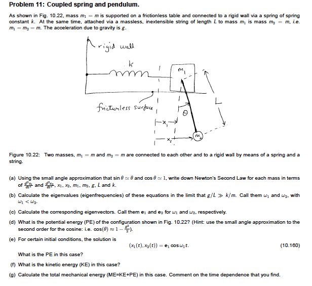 Problem 11: Coupled spring and pendulum. As shown in | Chegg.com