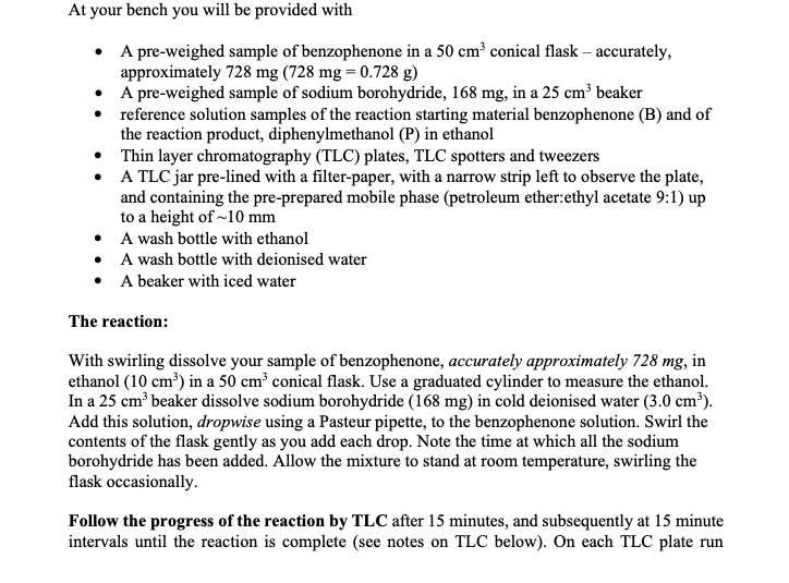 Solved Reduction of Benzophenone with Sodium Borohydride and | Chegg.com
