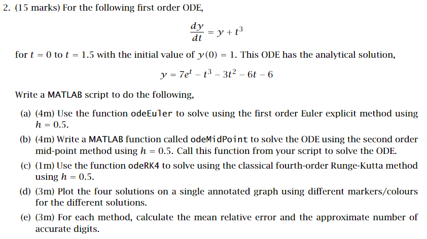 Please use MATLAB to solve this | Chegg.com