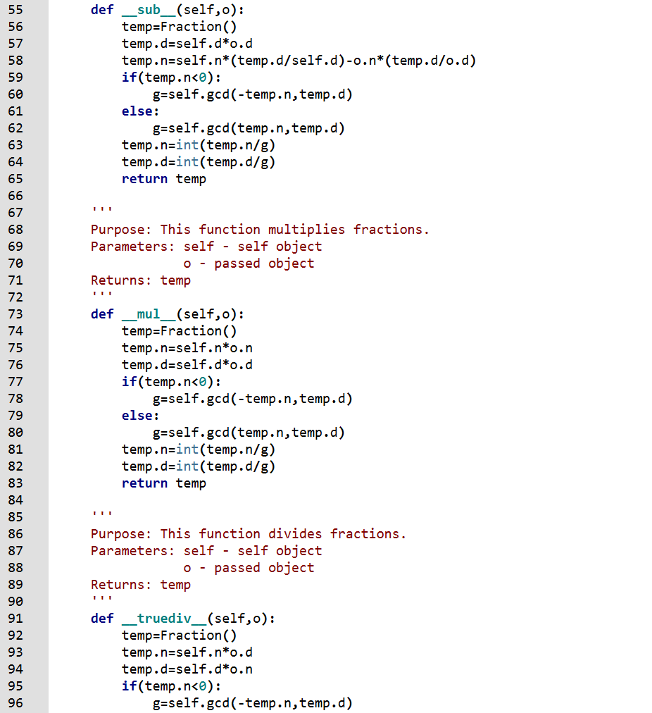 Solved class Fraction: Purpose: This function constructs | Chegg.com