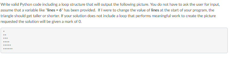 Solved Write valid Python code including a loop structure | Chegg.com