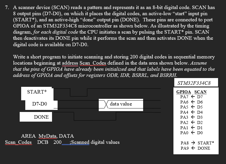 7. A scanner device (SCAN) reads a pattern and | Chegg.com