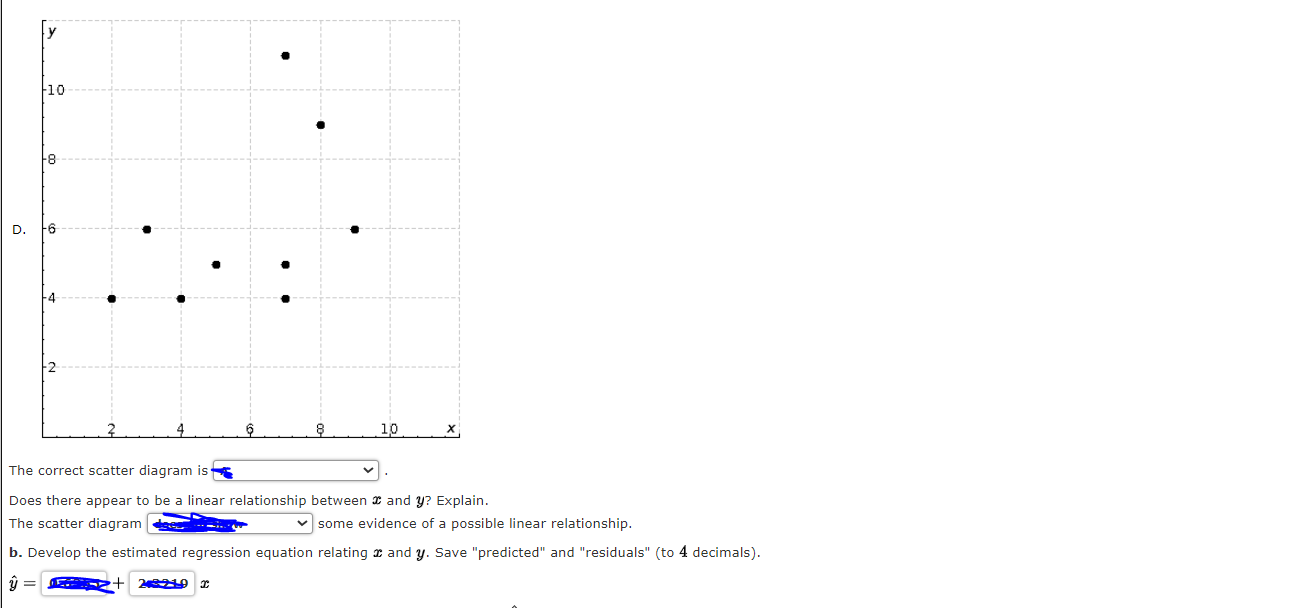 Solved Consider the following data for two variables, x and | Chegg.com