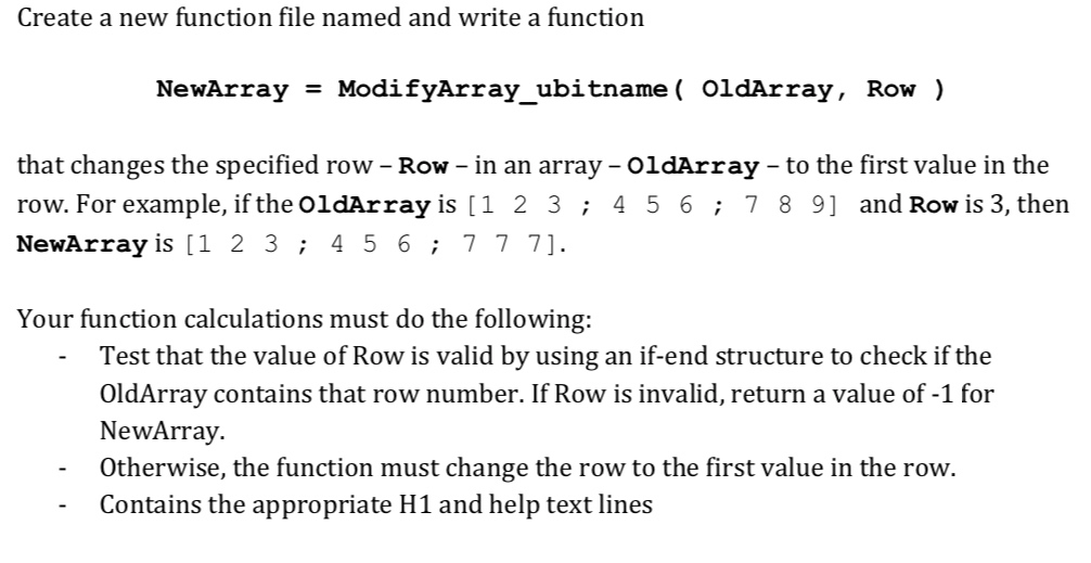 Solved Create A New Function File Named And Write A Function 2738