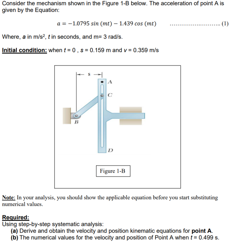 Solved Consider the mechanism shown in the Figure 1-B below. | Chegg.com