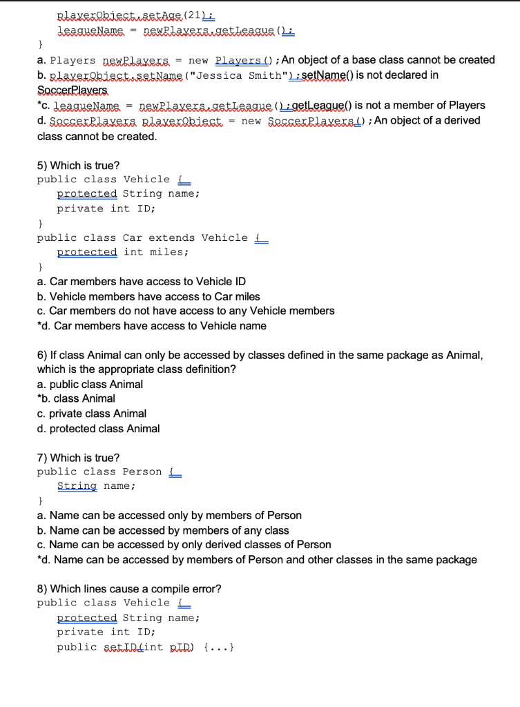 Solved 2) Which members of base classplaxersare inherited | Chegg.com