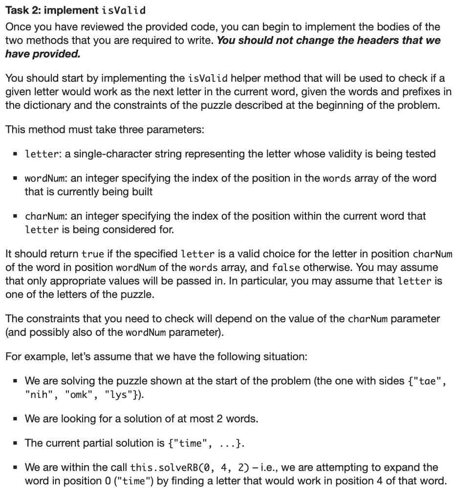 The first question is to write an isValid method in | Chegg.com