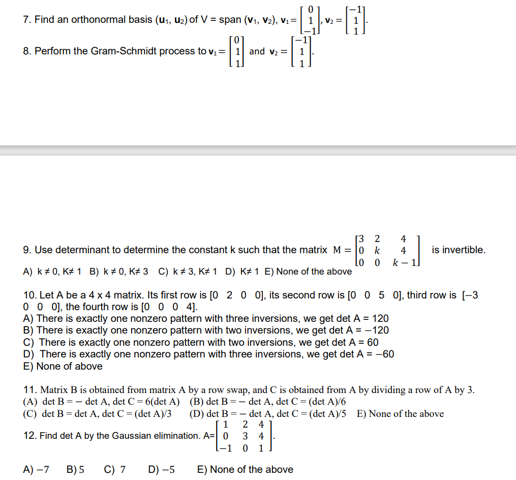 Find an orthonormal basis (u1,u2) ﻿of | Chegg.com