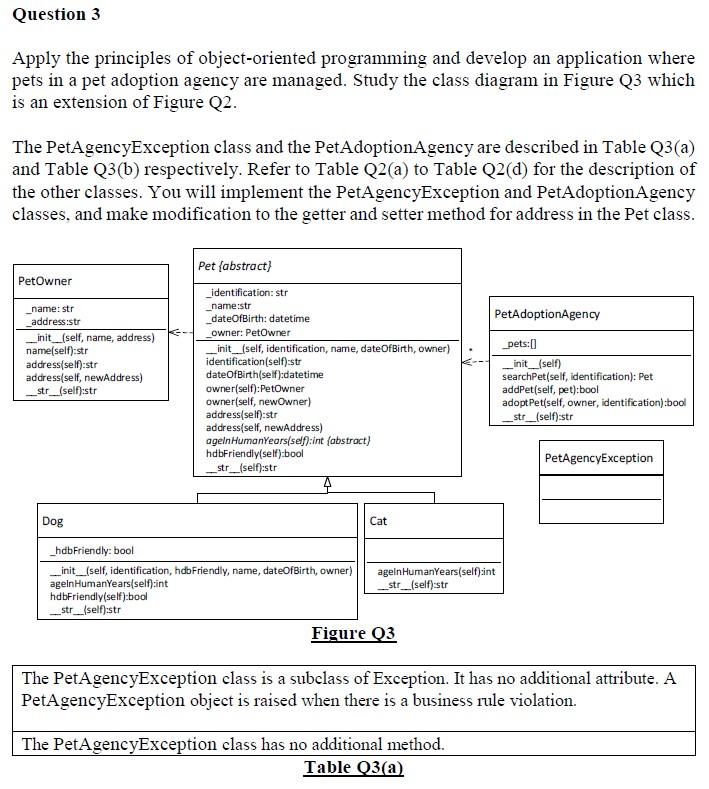 Solved Question 3 Apply the principles of object-oriented | Chegg.com