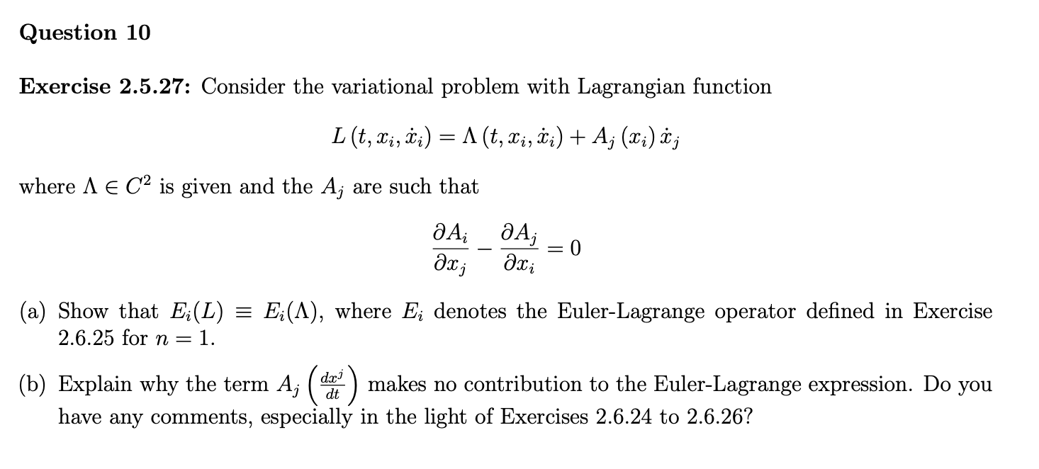 Solved Exercise 2.5.27: Consider the variational problem | Chegg.com