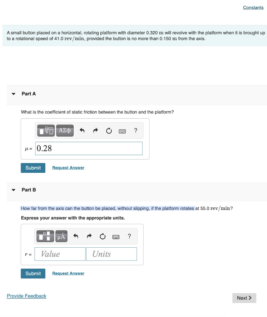 Solved A small button placed on a horizontal, rotating | Chegg.com