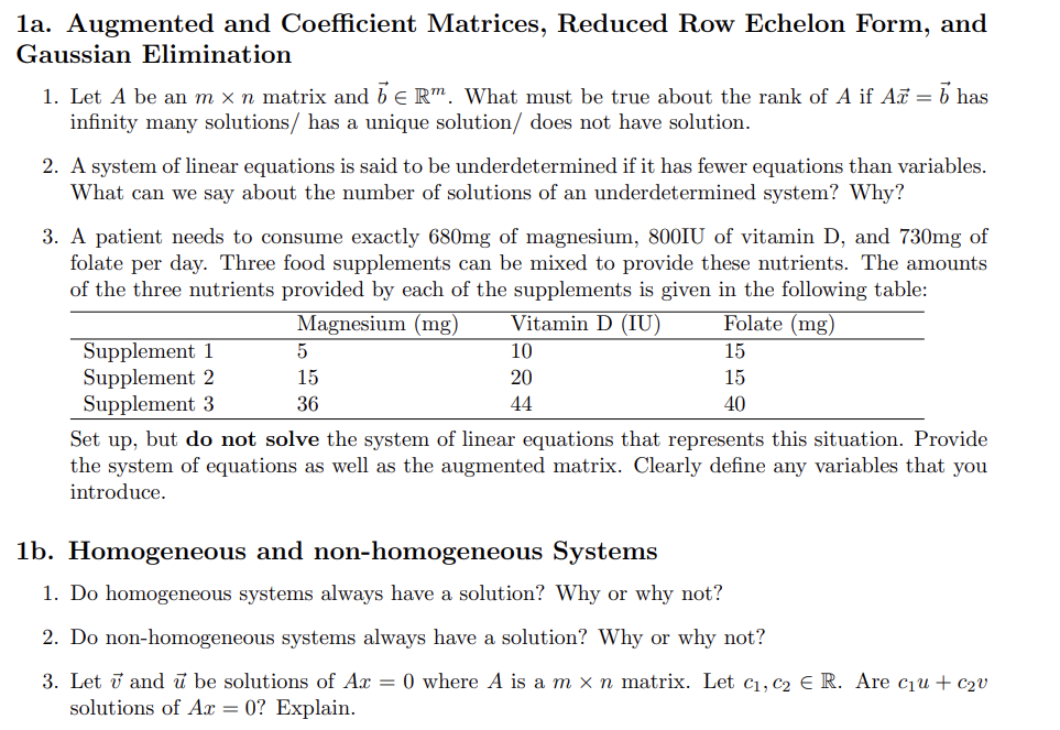 Solved la. Augmented and Coefficient Matrices, Reduced Row | Chegg.com