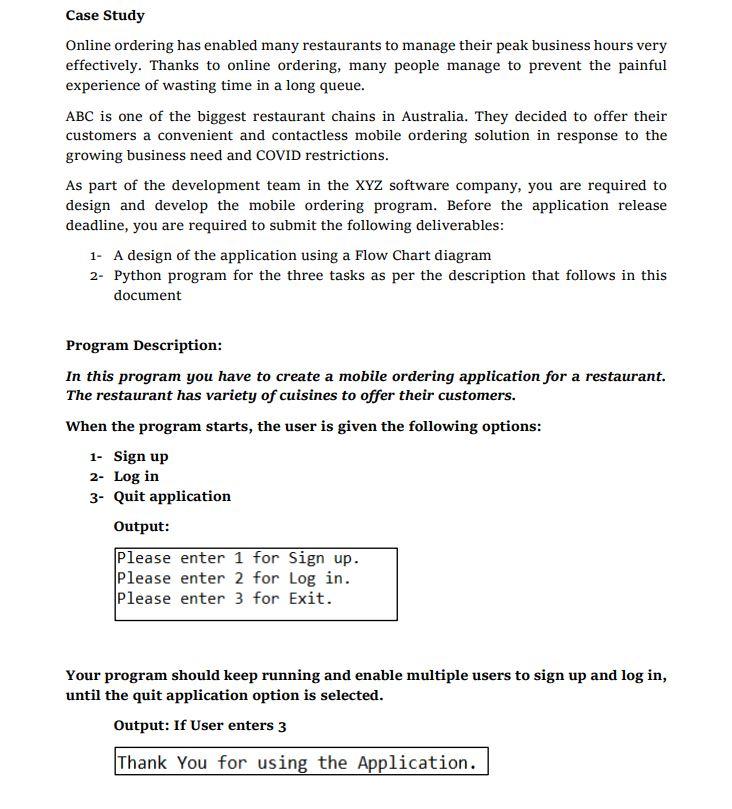 Solved Case Study Online ordering has enabled many | Chegg.com