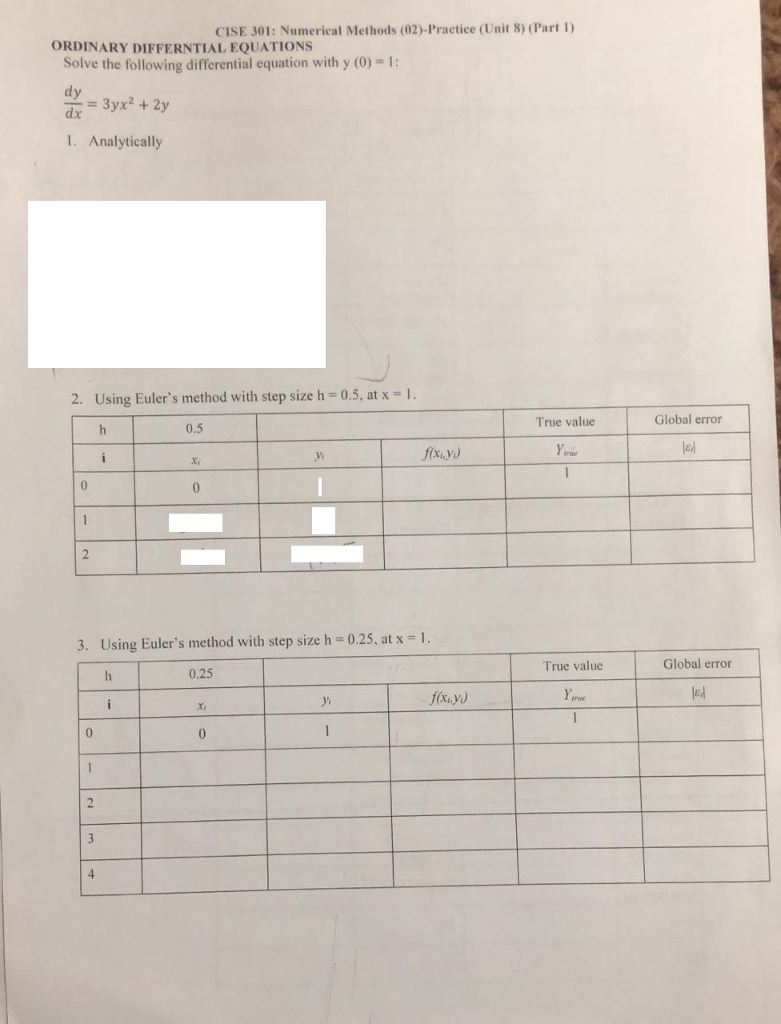 Solved CISE 301: Numerical Methods (02)-Practice (Unit 8) | Chegg.com
