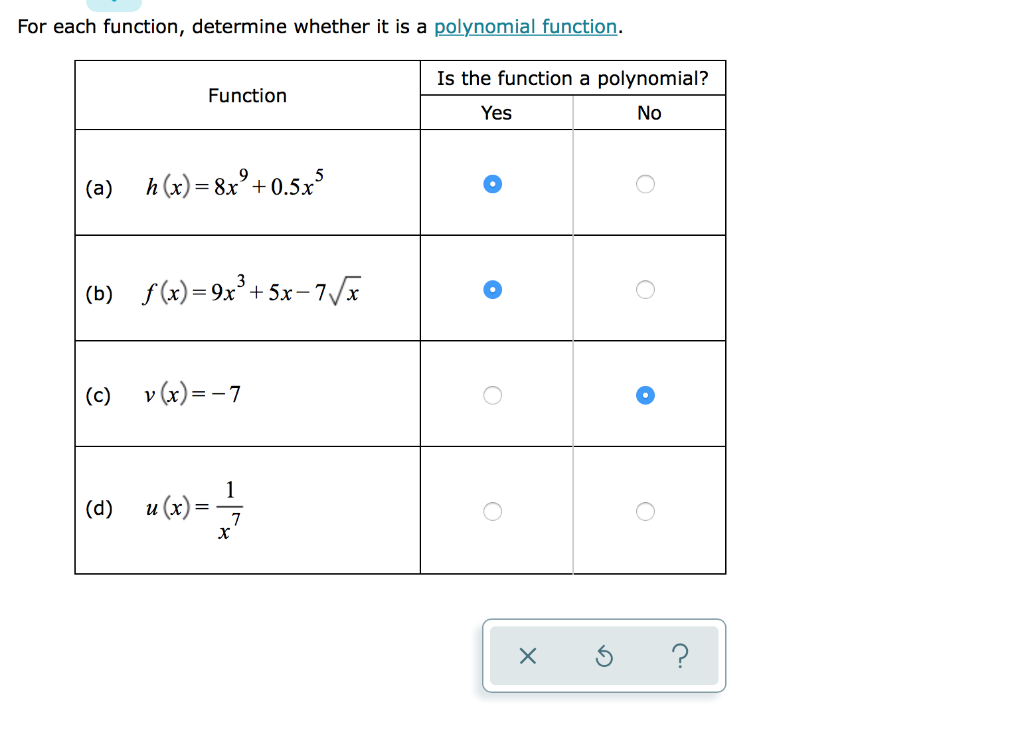 Solved For each function, determine whether it is a | Chegg.com