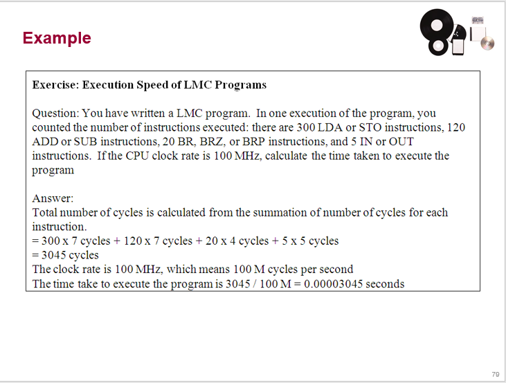 Solved Example 8 Exercise: Execution Speed of LMC Programs | Chegg.com