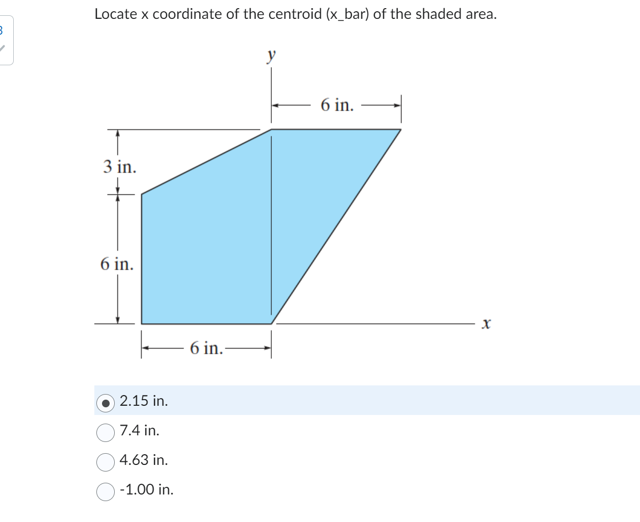 Solved Locate x coordinate of the centroid ( x−bar) of the | Chegg.com