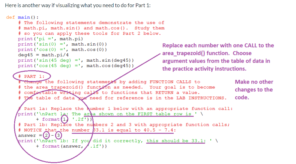 Solved Part 1 -- CALLING an existing function: Study the | Chegg.com