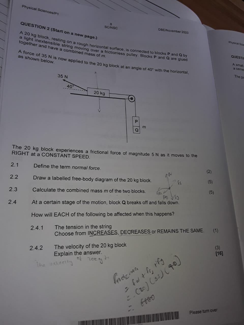 Solved a light inextensible string moving over a | Chegg.com