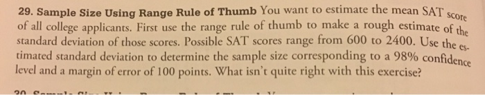 Solved Sample Size Using Range Rule of Thumb You want to | Chegg.com