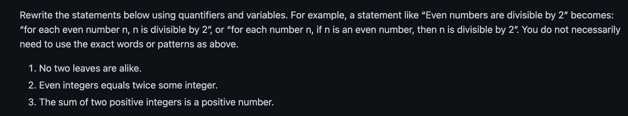 Rewrite the statements below using quantifiers and | Chegg.com