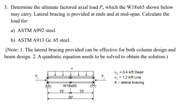 3. Determine the ultimate factored axial load Pu | Chegg.com