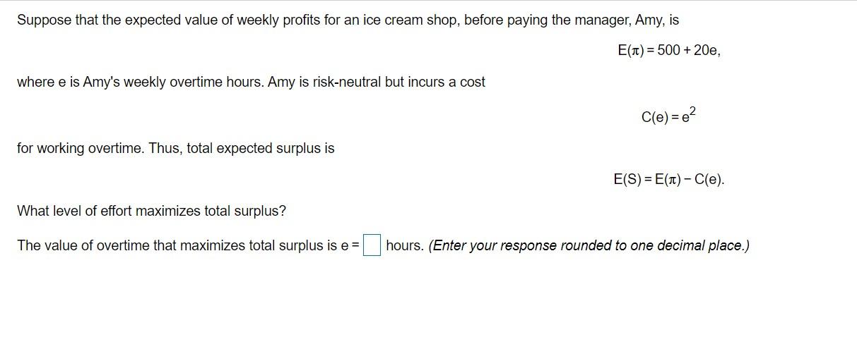 Solved Suppose that the expected value of weekly profits for | Chegg.com
