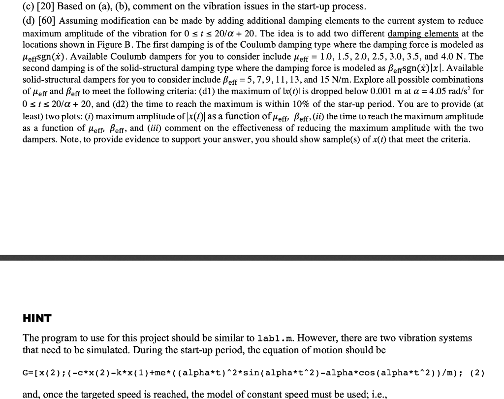 Lab2 SDOF rotating unbalance system Problem Statement | Chegg.com