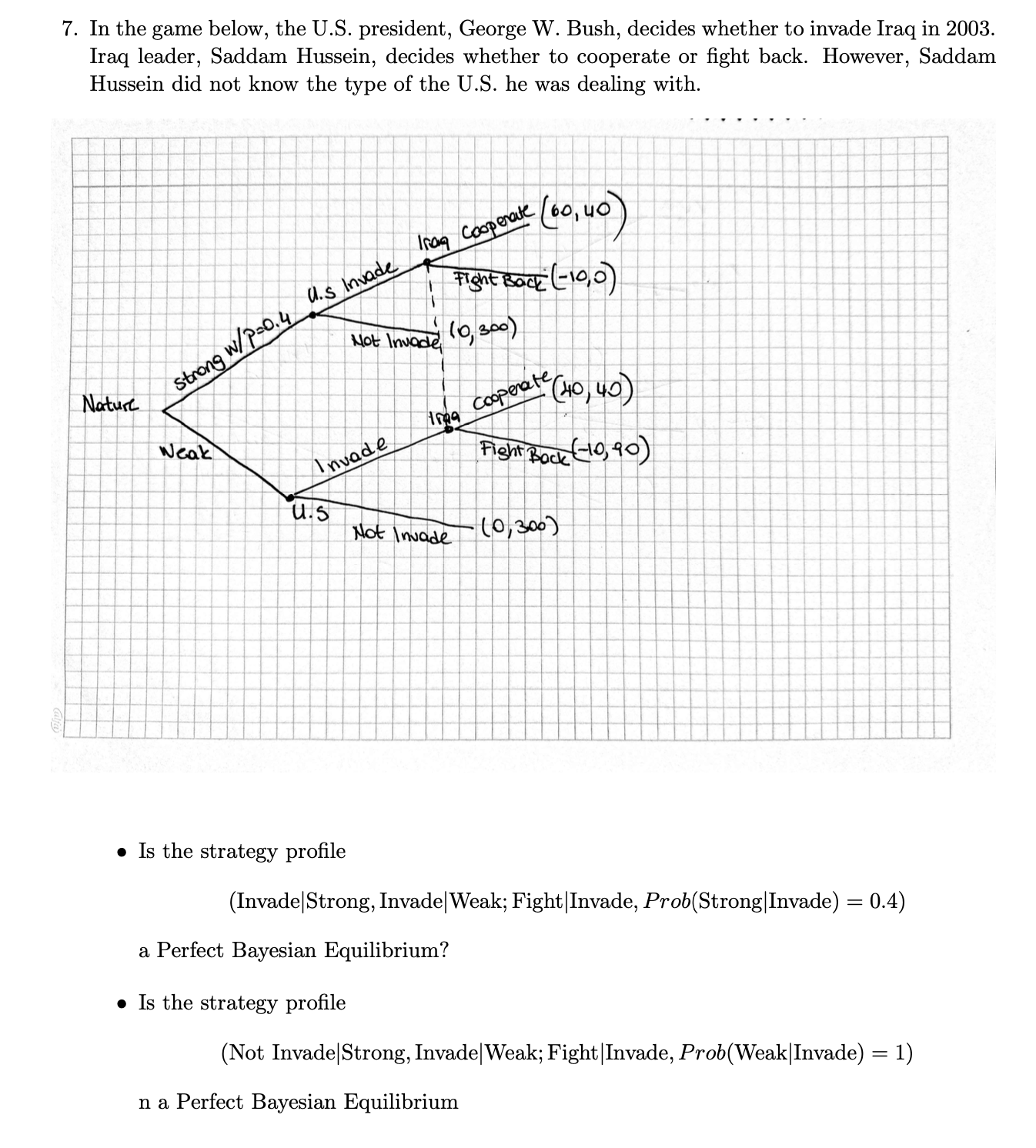 Solved In the game below, the U.S. ﻿president, George W. | Chegg.com