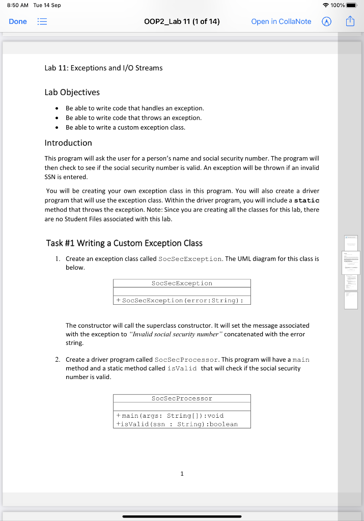 Solved 8:50 AM Tue 14 Sep 100% Done OOP2_Lab 11 (1 of 14) | Chegg.com