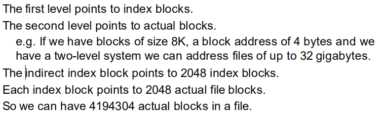 Solved The first level points to index blocks. The second | Chegg.com