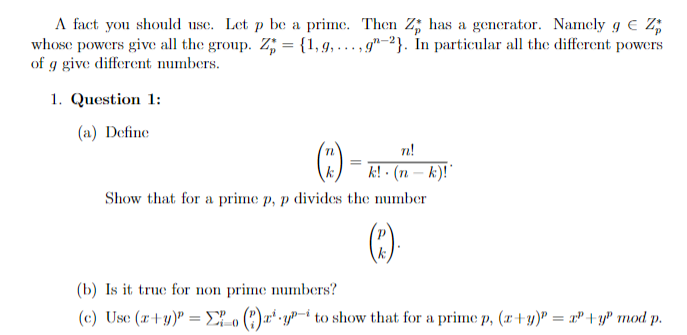 Solved Λ fact you should use. Let p be a prime. Then Zp∗ has | Chegg.com