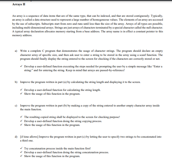 Solved Arrays II An array is a sequence of data items that | Chegg.com