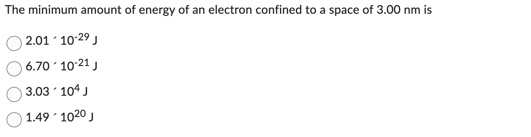 Solved The minimum amount of energy of an electron confined | Chegg.com
