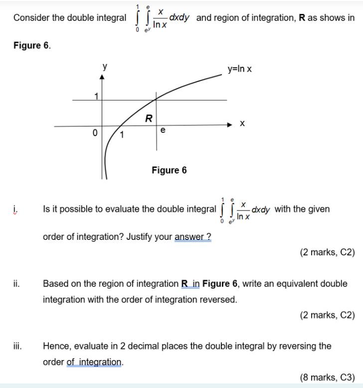 Solved Consider the double integral -dxdy and region of | Chegg.com