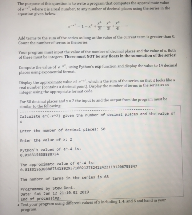 Solved The Purpose Of This Question Is To Write A Program