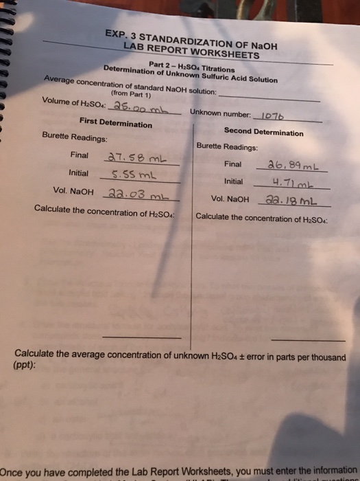 EXP. 3 STANDARDIZATION OF NaOH LAB REPORT WORKSHEETS | Chegg.com EXP. 3 STANDARDIZATION OF NaOH LAB REPORT WORKSHEETS | Chegg.com